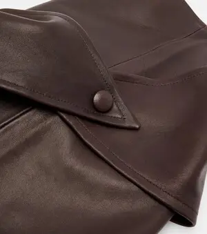 Nour Hammour Draped Leather Hood - Brown