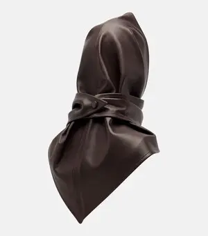 Nour Hammour Draped Leather Hood - Brown