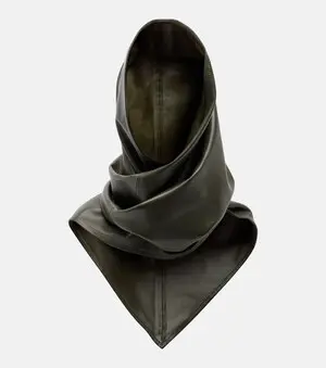 Nour Hammour Draped Leather Hood - Green