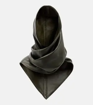 Nour Hammour Draped Leather Hood - Green
