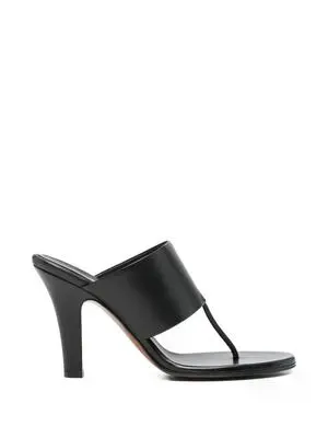 THE ROW Leather Sculpted Heel Thong Sandals