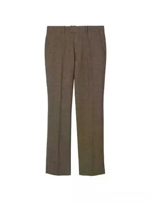 Burberry Prince Of Wales Check Wool-linen Blend Tailored Trousers - Brown