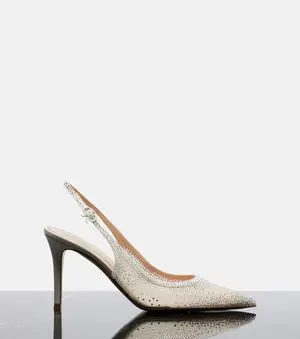 GIANVITO ROSSI Regina Embellished Leather Slingback Pumps - White