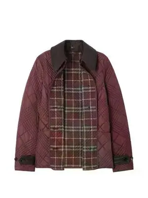 Burberry Quilted Nylon Fernleigh Jacket With Detachable Leather Collar - Red