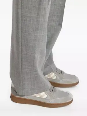 Burberry Check-panel Suede-trimmed Sneakers