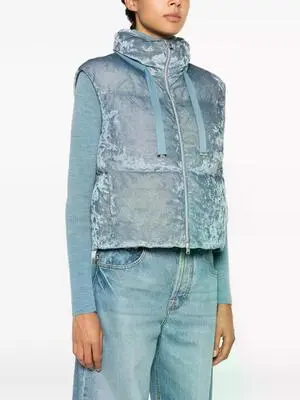 Herno Quilted Velvet Zip-up Gilet - Blue
