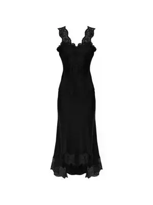 Alexander McQueen Satin Lace Insert Midi Dress - Black