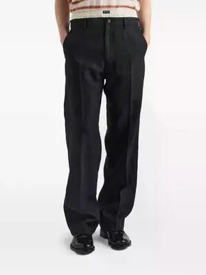 Prada Linen Wide-leg Trousers - Black