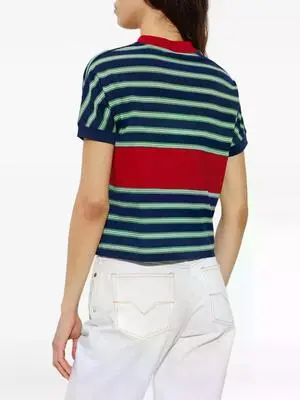 Versace Striped Logo-embroidered T-shirt - Blue