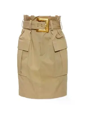 Balmain Belted Paperbag Waist Skirt