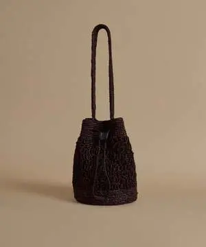 Jenni Kayne Riviera Raffia Bucket Bag - Multicolor,chocolate