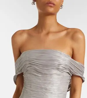 MARMAR HALIM Off-shoulder Pleated Bustier Gown