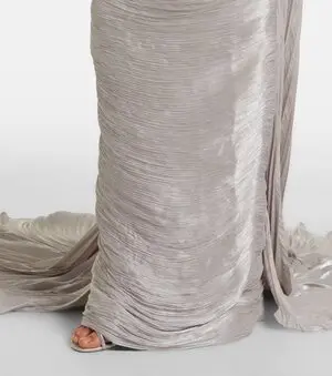 MARMAR HALIM Off-shoulder Pleated Bustier Gown