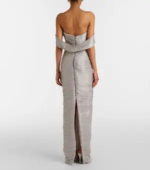 MARMAR HALIM Off-shoulder Pleated Bustier Gown
