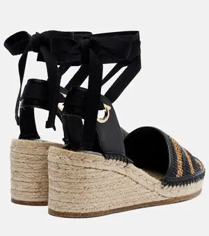 FERRAGAMO Animal-print Raffia Espadrille Wedges