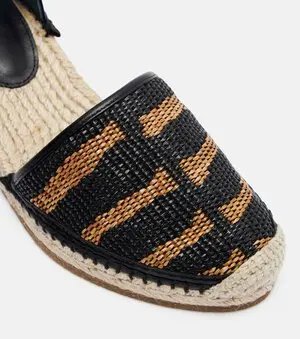 FERRAGAMO Animal-print Raffia Espadrille Wedges