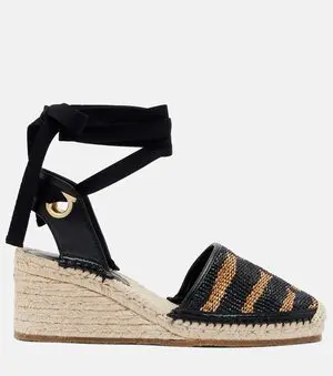 FERRAGAMO Animal-print Raffia Espadrille Wedges