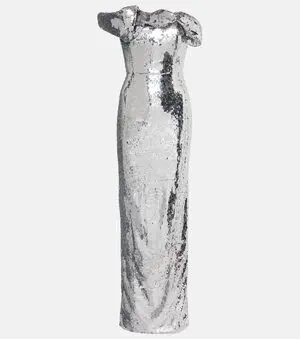 Rachel Gilbert Tamzin Sequined One-shoulder Gown