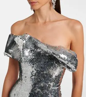 Rachel Gilbert Tamzin Sequined One-shoulder Gown