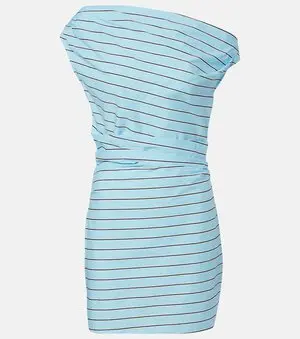 Staud Phare Striped Cotton Poplin Mini Dress - Blue