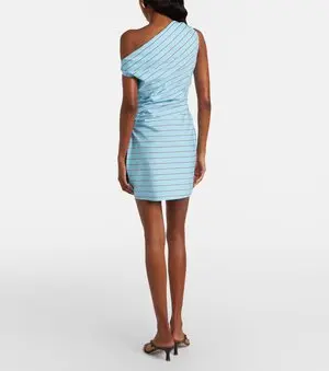 Staud Phare Striped Cotton Poplin Mini Dress - Blue