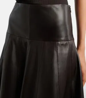 Nour Hammour Daria Leather Midi Skirt