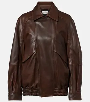 Nour Hammour Leather Bomber Jacket