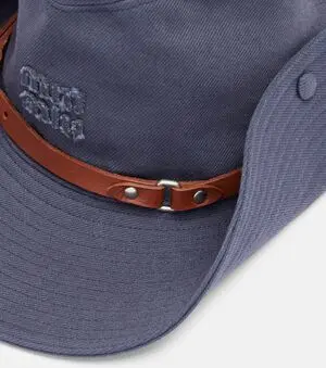 Miu Miu Leather-trimmed Cotton Cowboy Hat - Blue