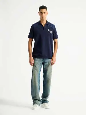 Balmain Embroidered Insect Polo - Blue