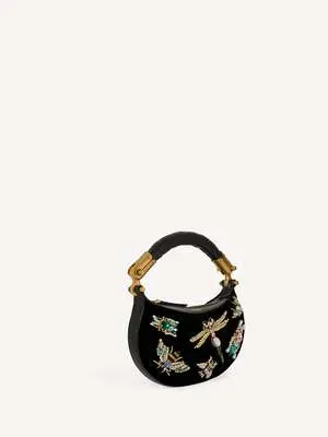 Balmain Mini Ebène Insect Bag In Embroidered Velvet