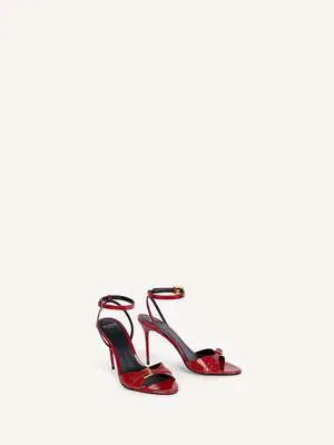 Balmain Anthem Stiletto Sandals With Gold Metal Buckle - Red