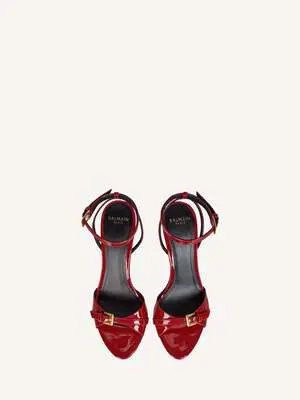 Balmain Anthem Stiletto Sandals With Gold Metal Buckle - Red