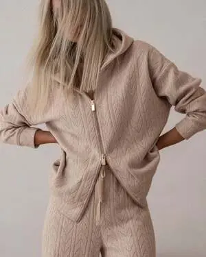 Splendid Sweatersoft Zip-up Hoodie With Chevron Pointelle Knit
