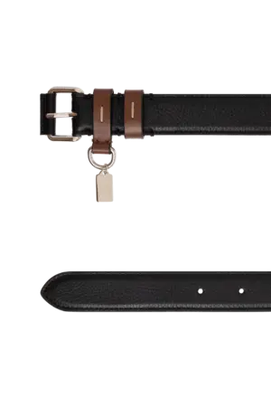 MAISON MARGIELA Leather Belt With Silver Tone Pendant