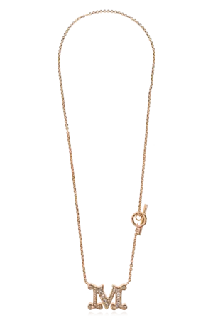Max Mara Stilla "m" Pendant Necklace In Tone Brass And Glass