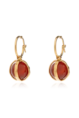 JIL SANDER Brass Earrings With Stone - Gold