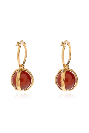 JIL SANDER Brass Earrings With Stone