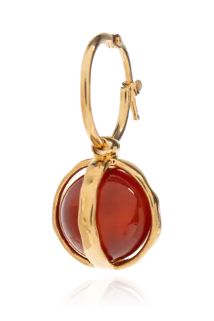 JIL SANDER Brass Earrings With Stone