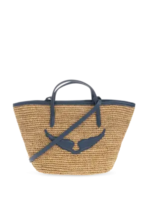 Zadig&Voltaire Wings Mini Raffia Shopper Bag - Beige