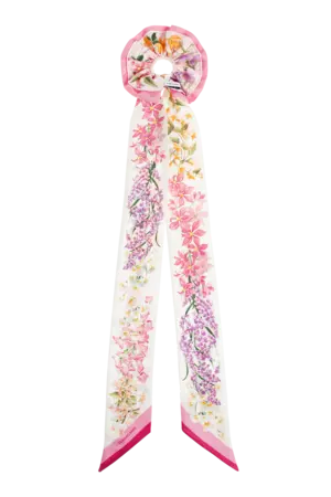 FERRAGAMO Silk Hair Scrunchie With Floral Motif - Pink