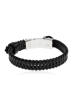 FERRAGAMO Braided Leather Bracelet With Signature Clasp
