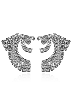 FERRAGAMO Crystal Embellished Fan Earrings - Silver