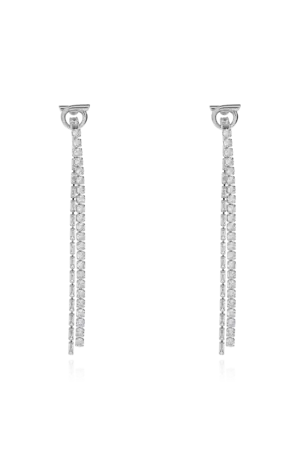 FERRAGAMO Long Earrings With Shimmering Crystals - Silver