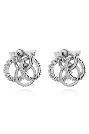 FERRAGAMO Crystal Embellished Interlocking Circle Earrings