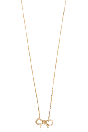 FERRAGAMO Crystal Embellished Interlocking Rings Pendant Necklace - Gold
