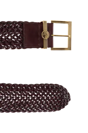 Etro Wide Braided Leather Belt With Gold-tone Buckle