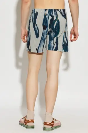 Issey Miyake Pleated Artistic Print Shorts