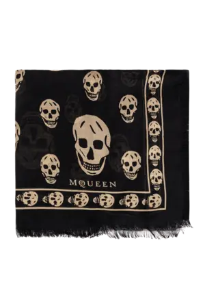 Alexander McQueen Silk Scarf With A Distinctive Skull Motif - Black