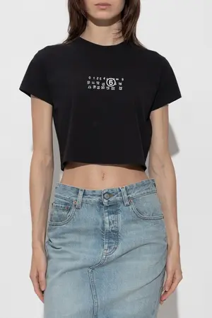 MAISON MARGIELA Cropped T-shirt With Numeric Logo Print
