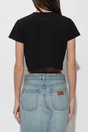 MAISON MARGIELA Cropped T-shirt With Numeric Logo Print